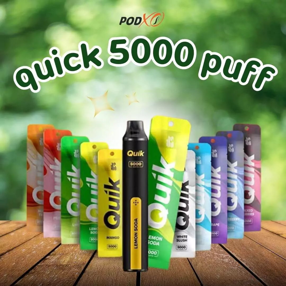 บุหรี่ไฟฟ้าสุดคุ้ม quick 5000 puff กลิ่นหอมหวานชัดเจนที่สุด - PodXO
